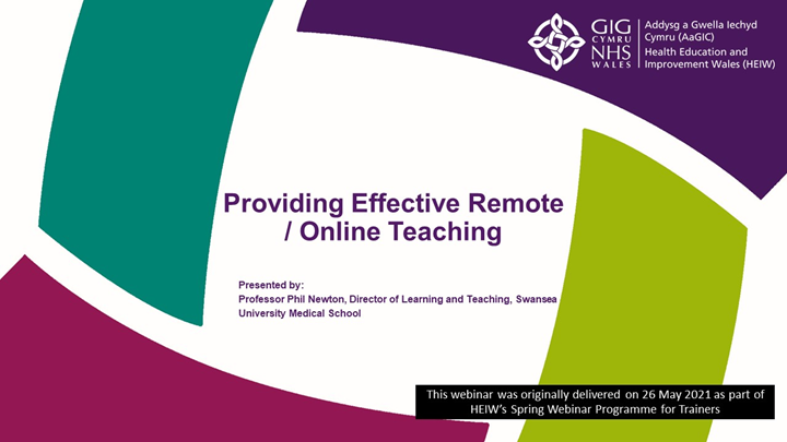 Providing Effective Remote / Online Teaching
