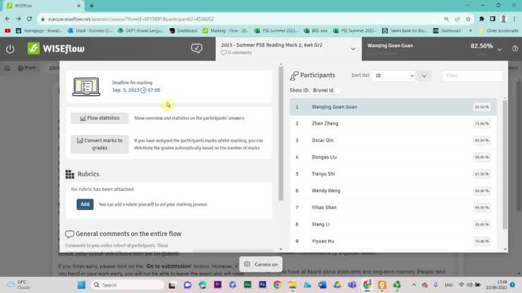 Wiseflow - Convert Marks to Grades