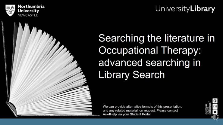 Searching the literature in Occupational Therapy part 4: using advanced searching in Library Search