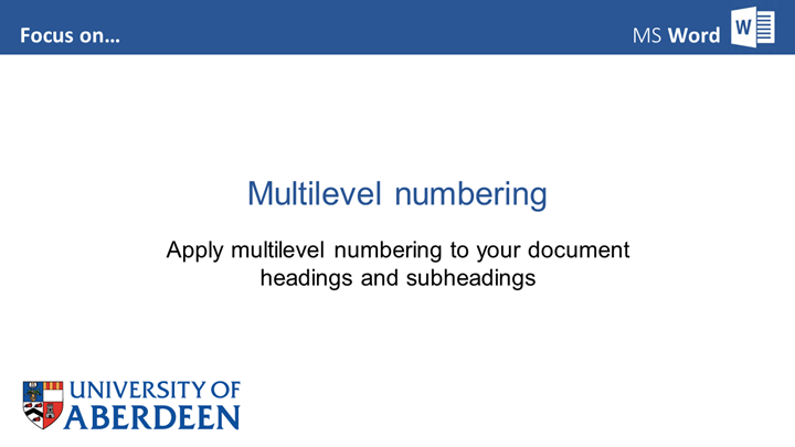 4-MS Word Long Documents: Apply Multilevel Numbering