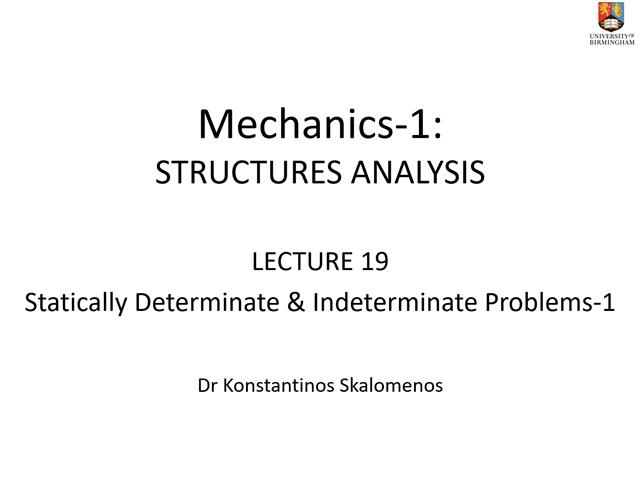 Lecture 19a Statically Indeterminate Problems-1