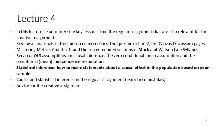 Lecture 4: Statistical inference