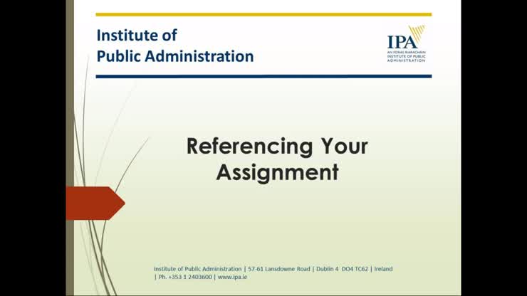 5 Referencing your IPA Assignment