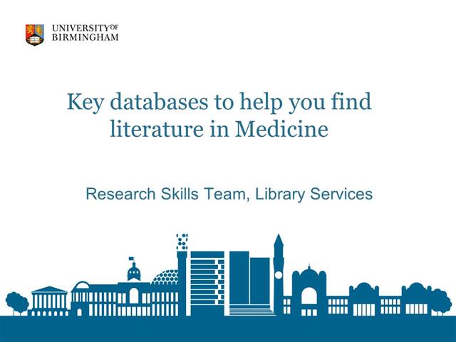 Key databases to help you find literature in Medicine