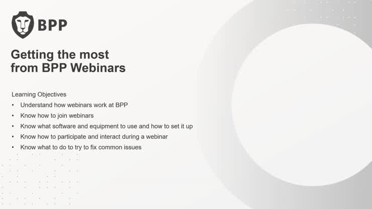 Getting the most from BPP Webinars
