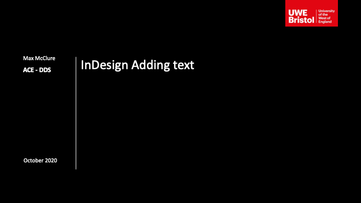 InDesign Adding Text