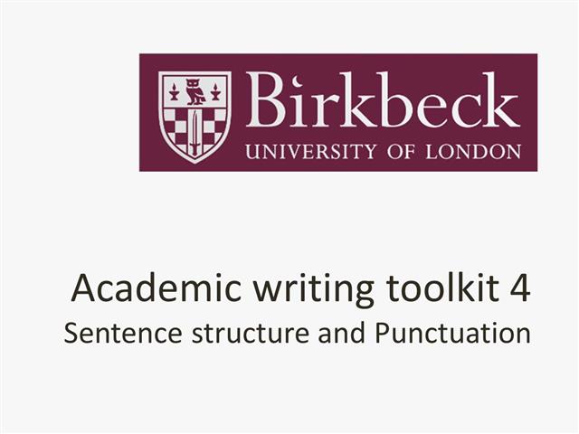 Academic writing toolkit 4: Sentences and punctuation